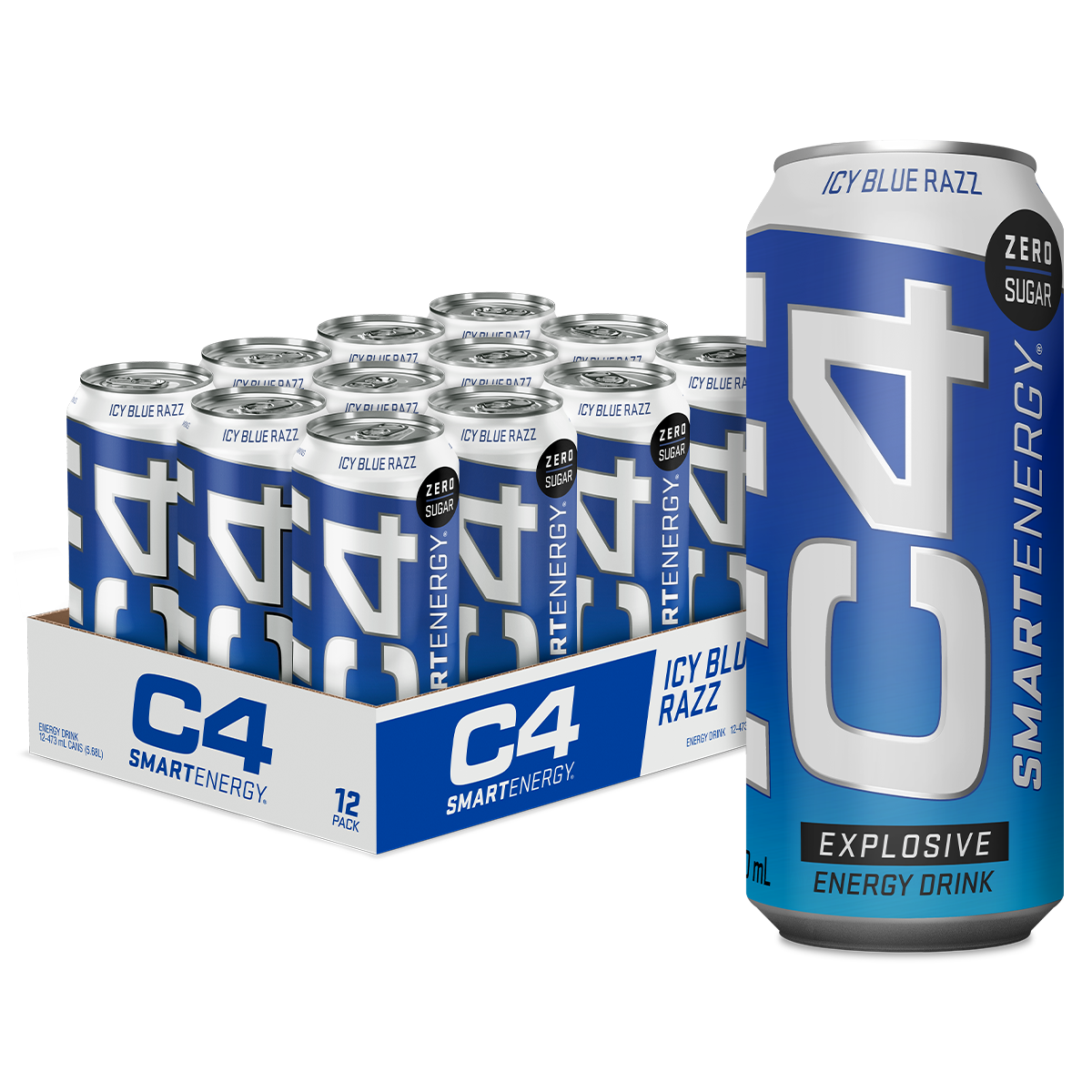 C4 Smart Energy RTD 473ml (Boxed 12 Pack) Icy Blue Razz – Ultimate ...