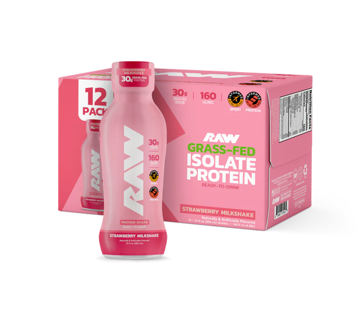 RAW Protein Shake RTD 355ml 12 Pack Box Strawberry Milkshake – Ultimate ...